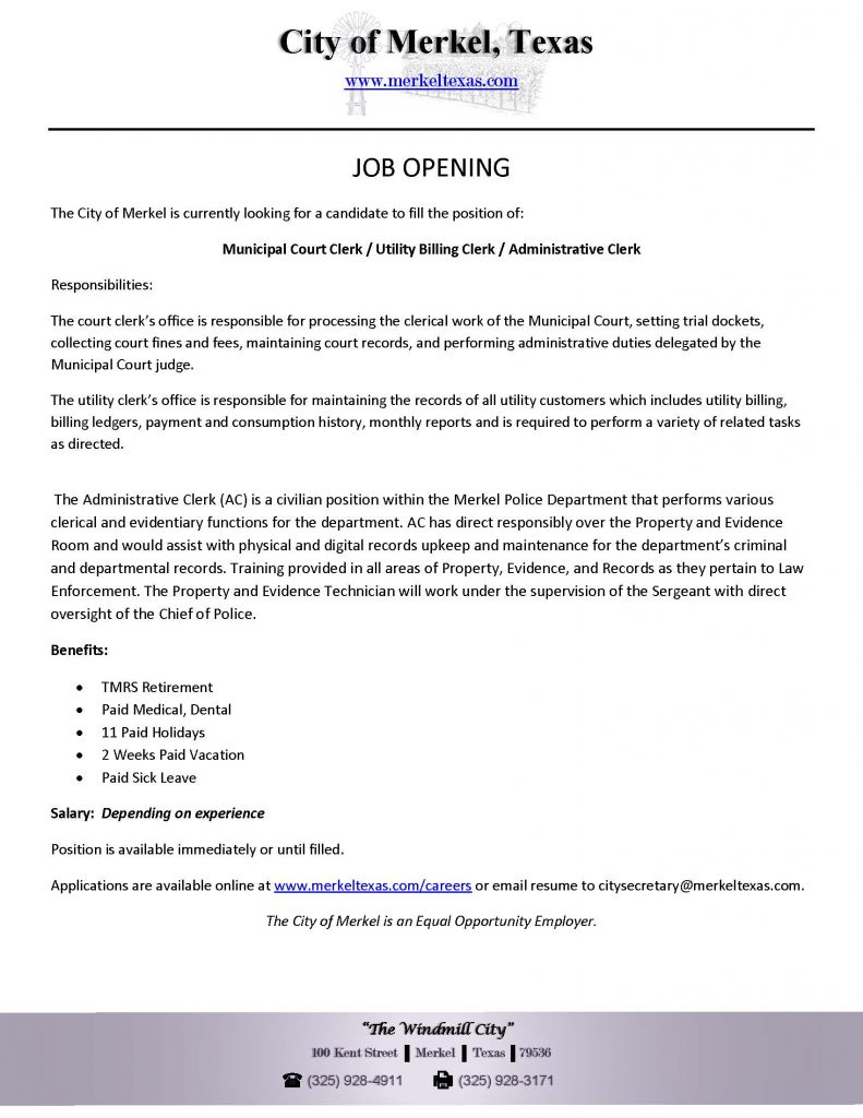 Careers – Merkel Texas